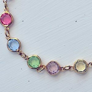 Jewelry | Vintage Austrian Usa Crystal Multi Pastel Colored Bezel Gold ...